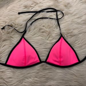 Swim | Neon Pink Triangle Bikini Top | Poshmark